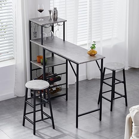 Homullel 3-Piece Bar Table Set, Breakfast Bar Table and 2 Stools Set ...
