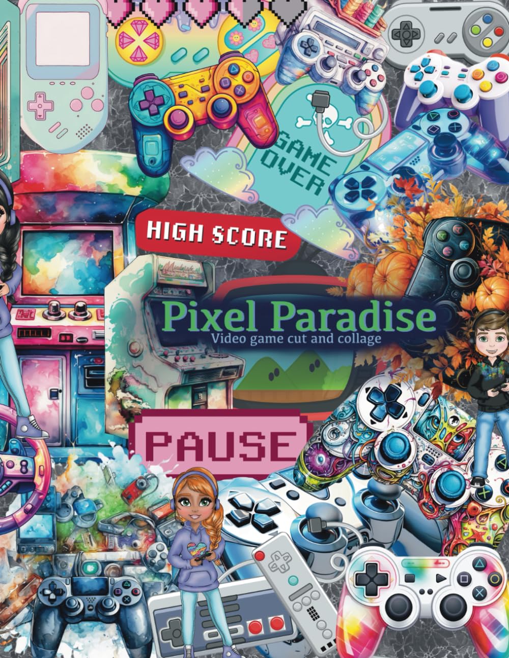 Pixel Paradise Cut and Collage Ephemera Book - Retro Gaming Icons and ...