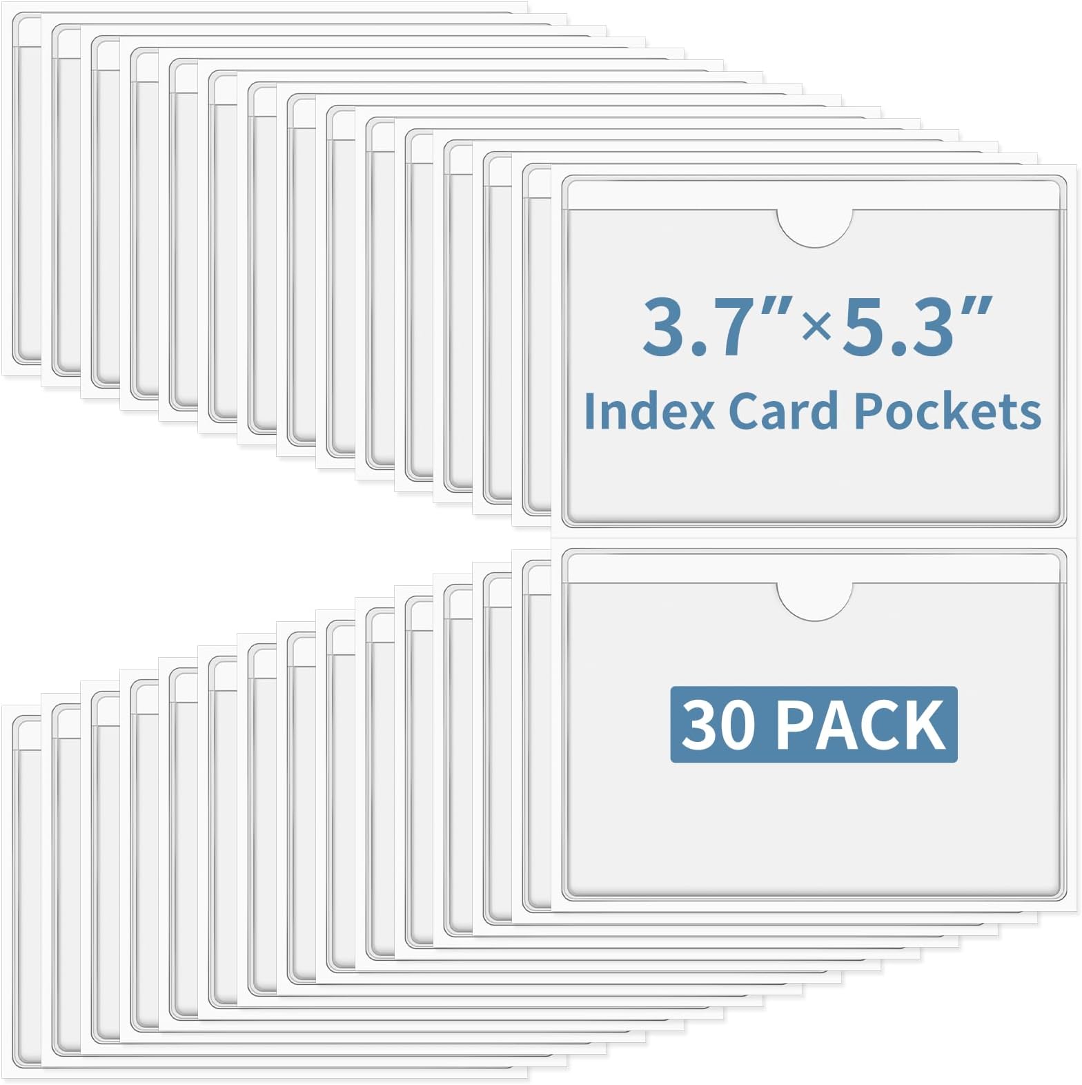 100 Pack Clear Self-Adhesive Pocket Label Holders for Index Cards 3x5 ...