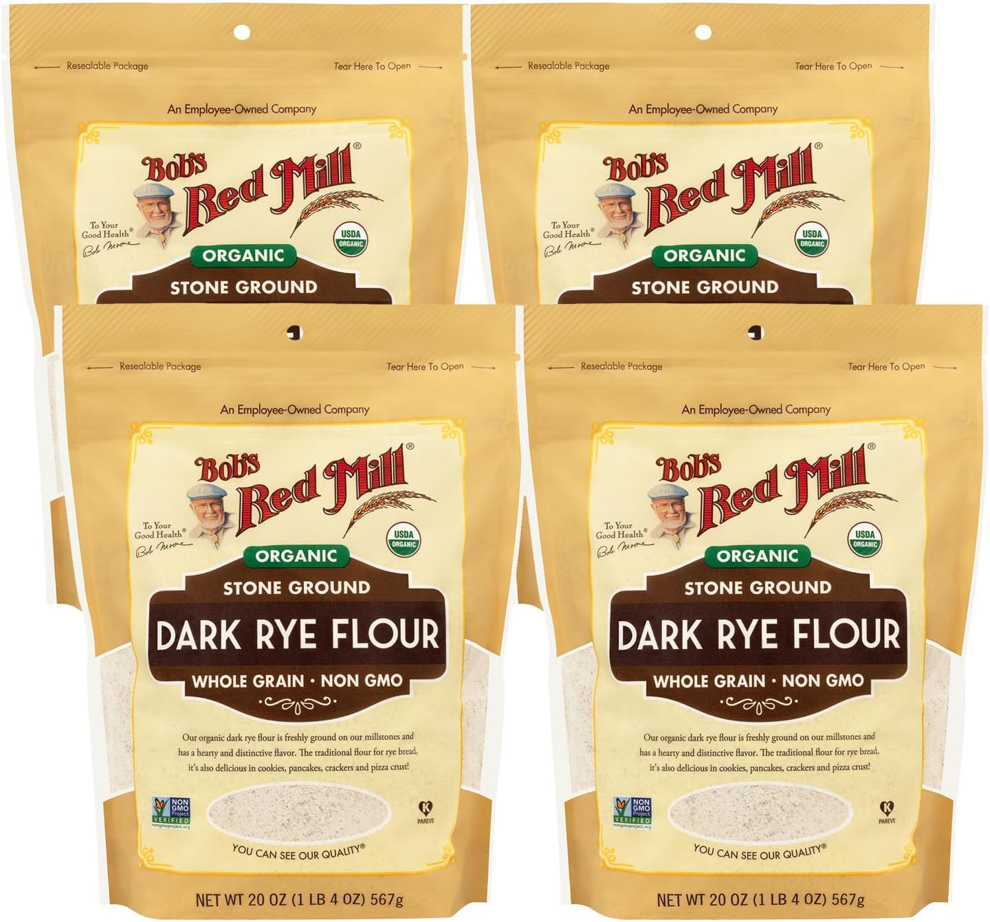 Amazon.com : Bob's Red Mill Organic Dark Rye Flour, 20oz (Pack of 4 ...
