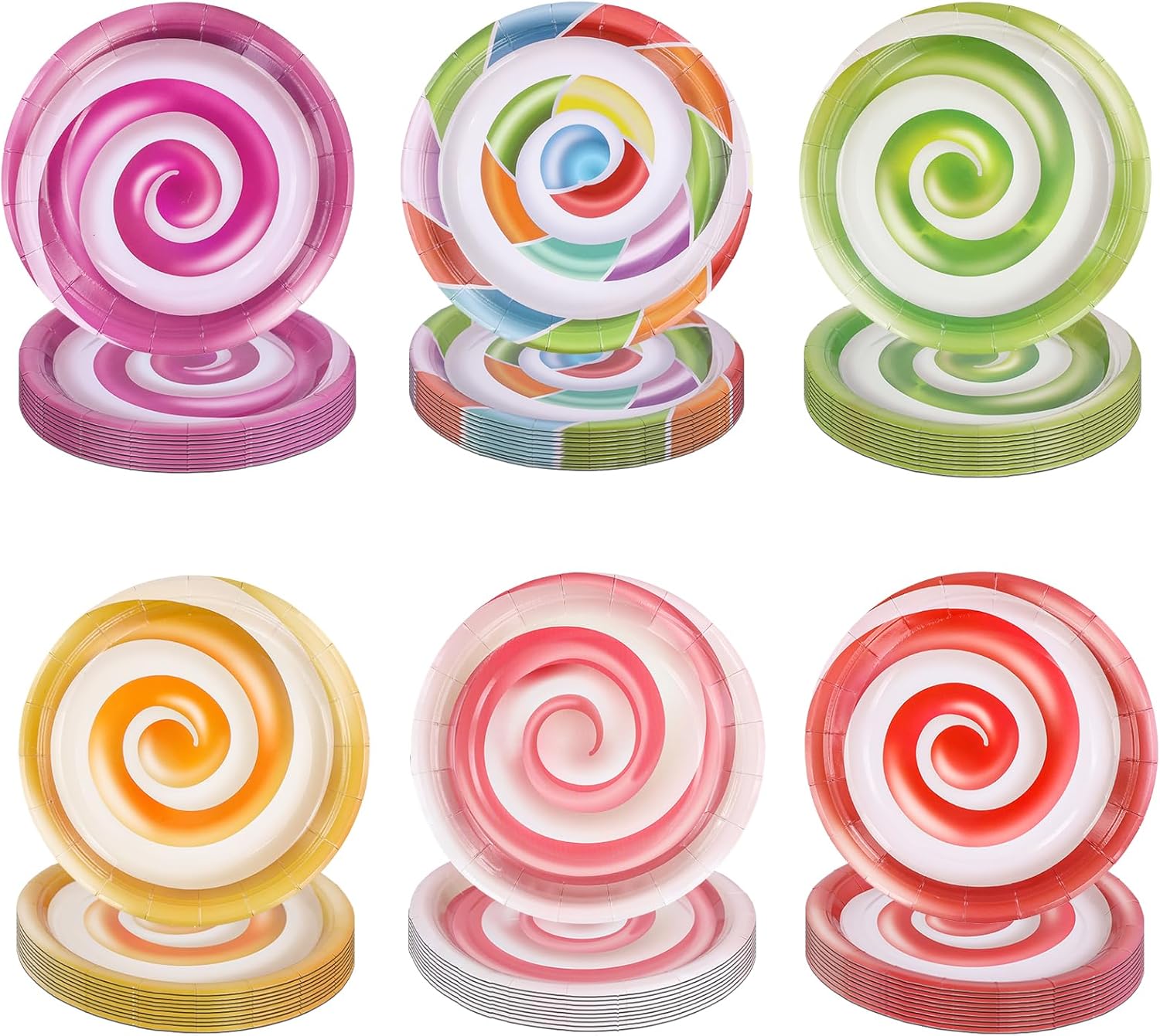 Amazon.com: PEUTIER 60pcs Candy Themed Paper Plates, 7 Inch Colorful ...