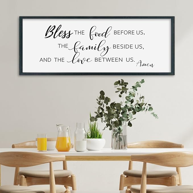 Amazon.com: SRSZHIYUE Bless the Food Before Us Wall Sign Decor 32"×12 ...