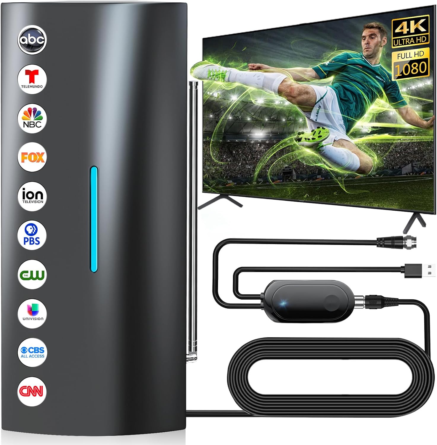 Digital Antenna for TV, 990 Miles Range Antenna for Smart TV, TV ...