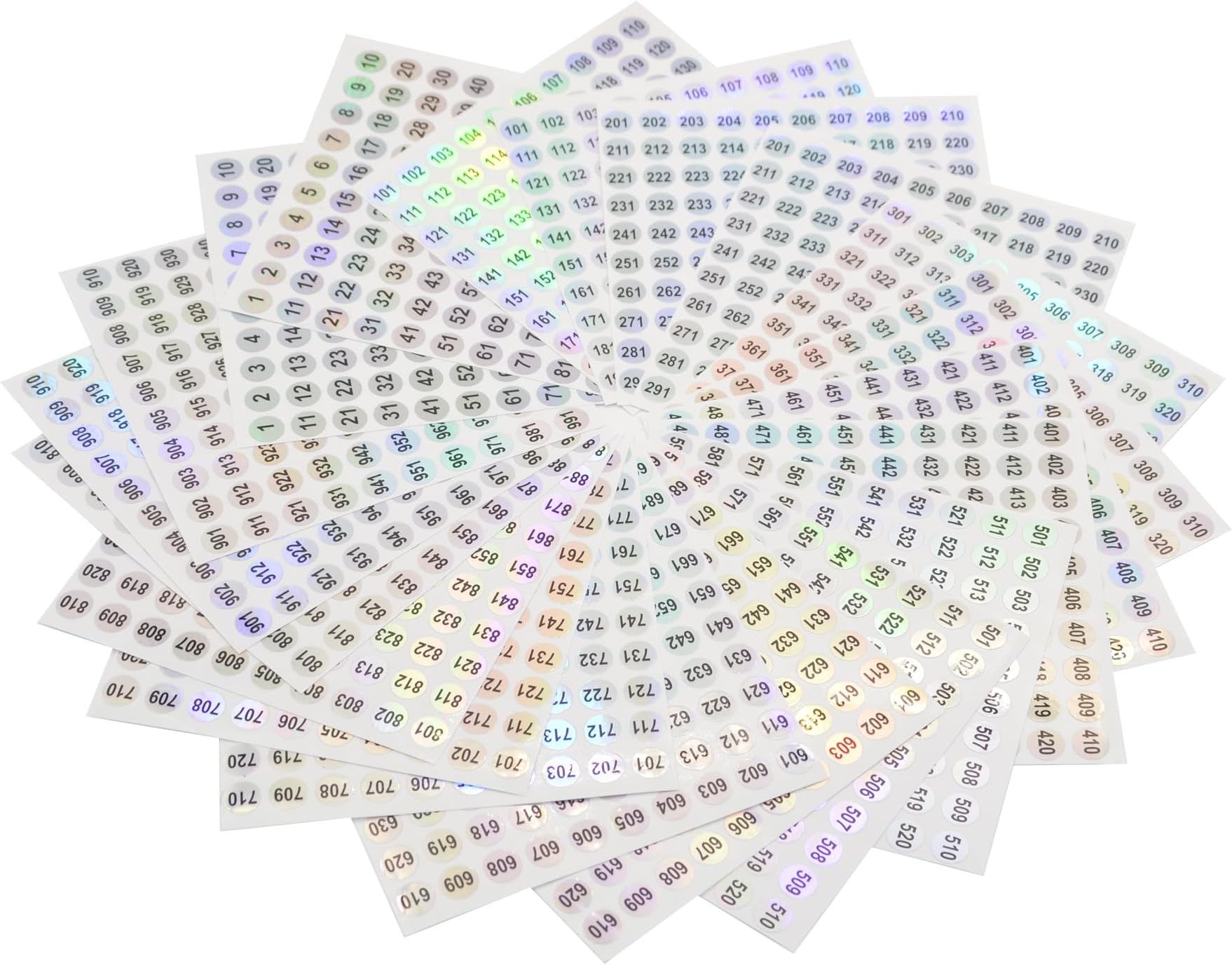 Amazon.com : 14 Sheets Laser Number Stickers, Self-Adhesive Small Round ...