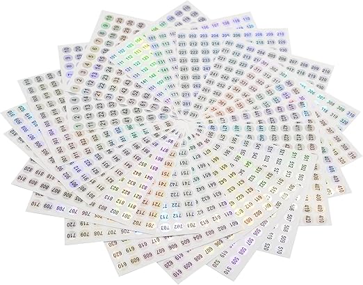 Amazon.com: 1 to 1000 Round Reflective Laser Number Stickers Self ...