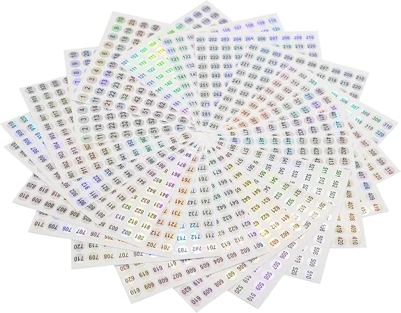 Amazon.com: 1 to 1000 Round Reflective Laser Number Stickers Self ...