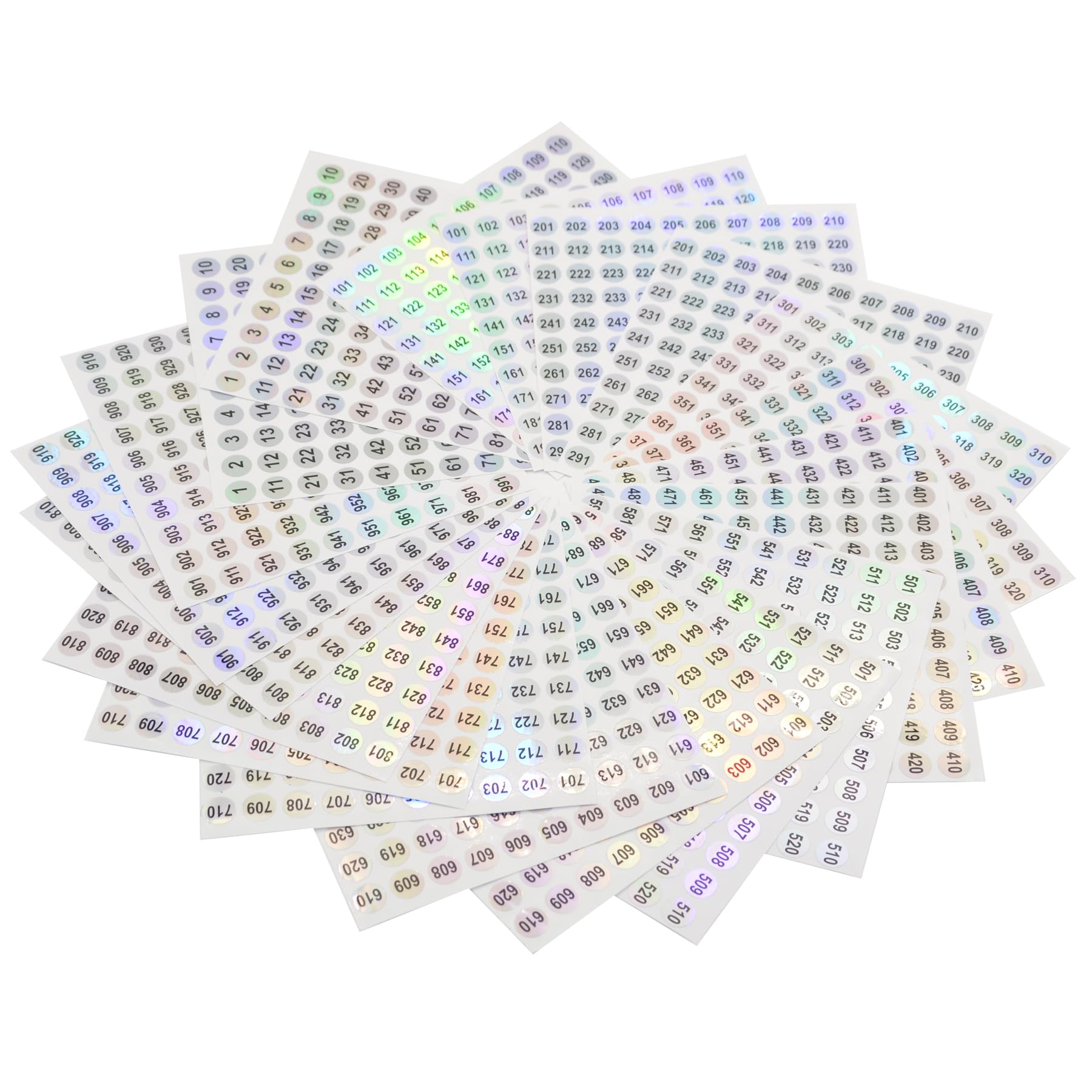 Amazon.com: 1 to 1000 Round Reflective Laser Number Stickers Self ...