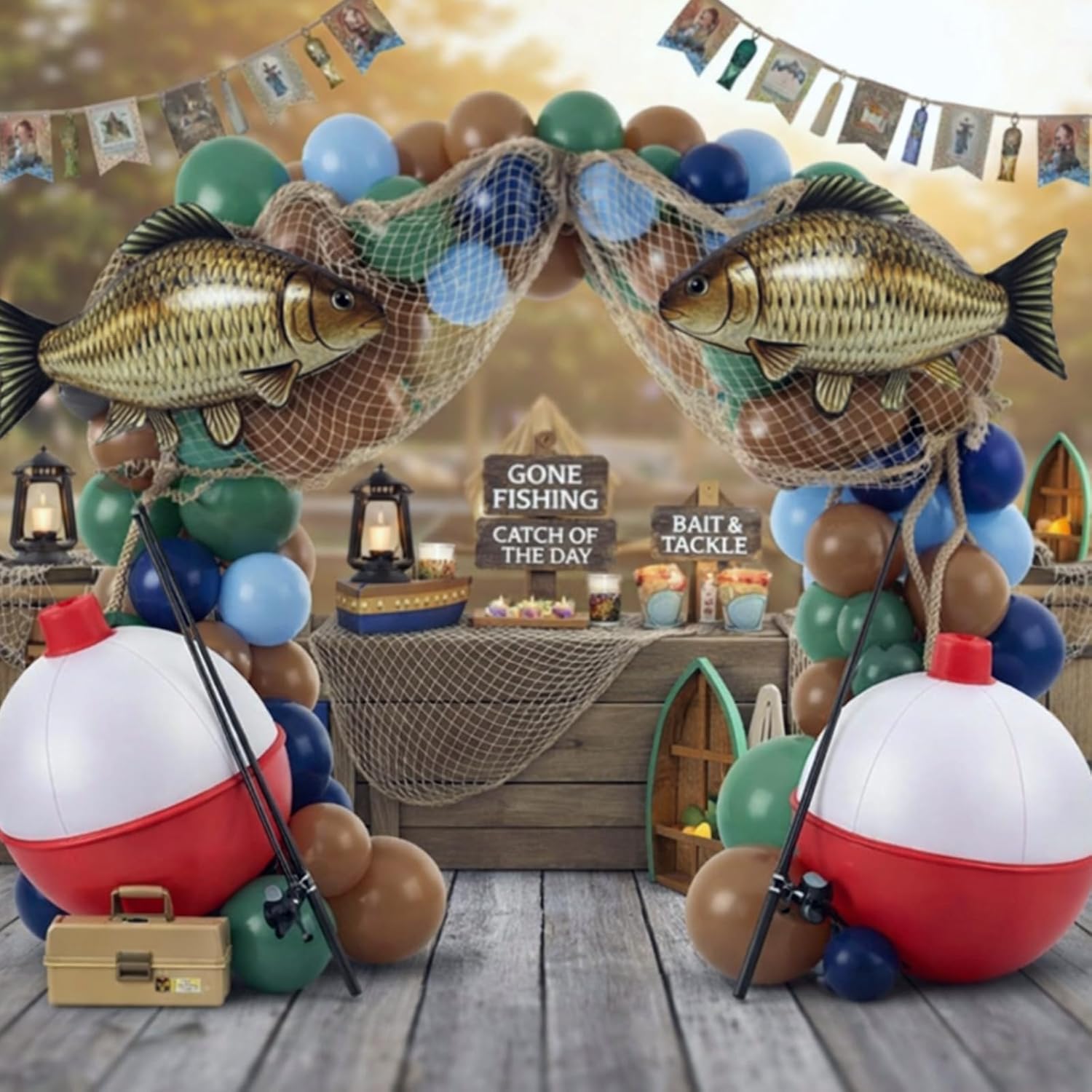 Amazon.com: Jetec 148 Pcs Gone Fishing Party Decorations Set Including ...
