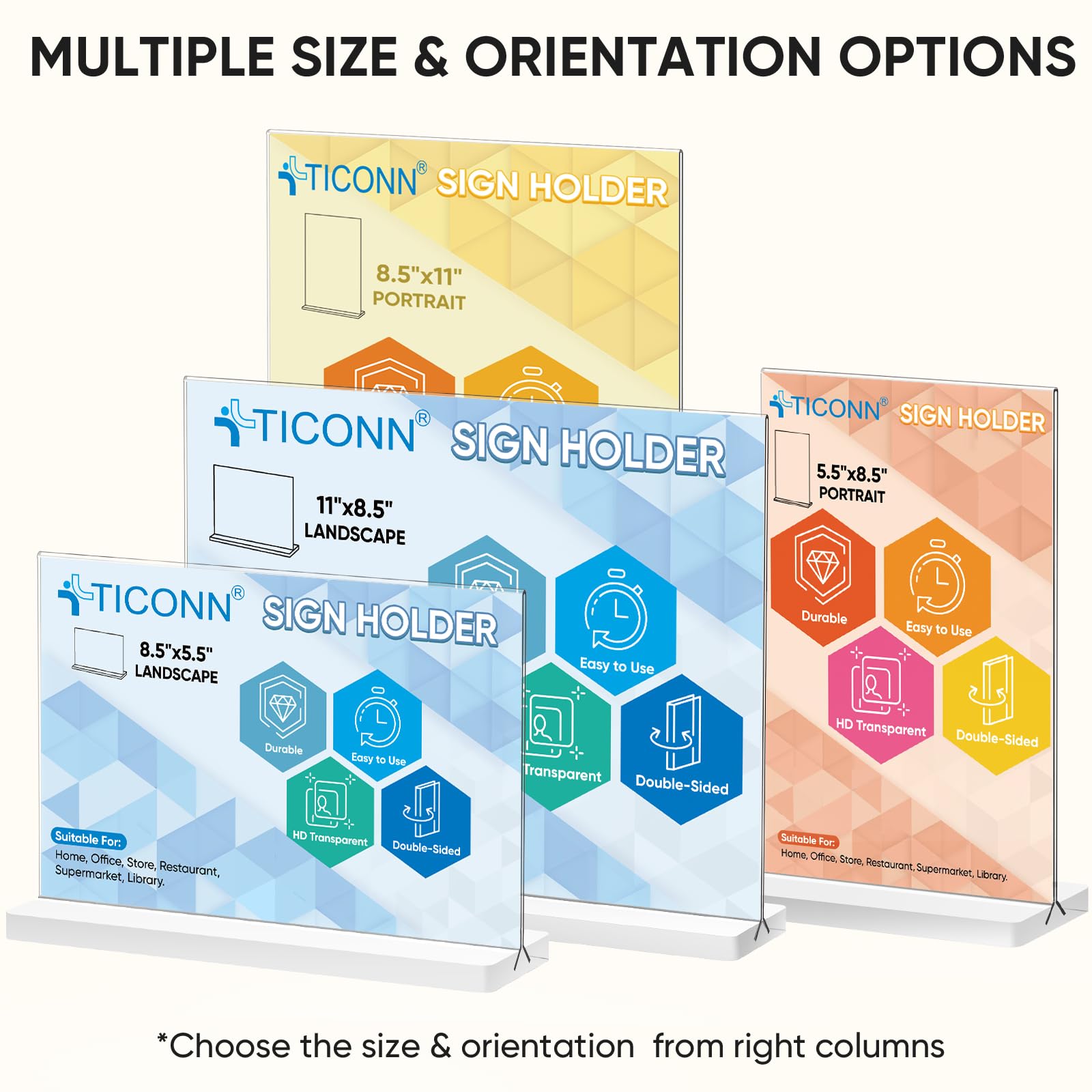 Snapklik.com : TICONN 6 Pack Acrylic Sign Holder, Double-Sided Display ...