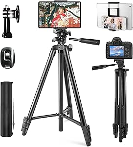 PEYOU 152cm Smartphone Tripod, Camera Tripod, Lightweight 5-Step ...