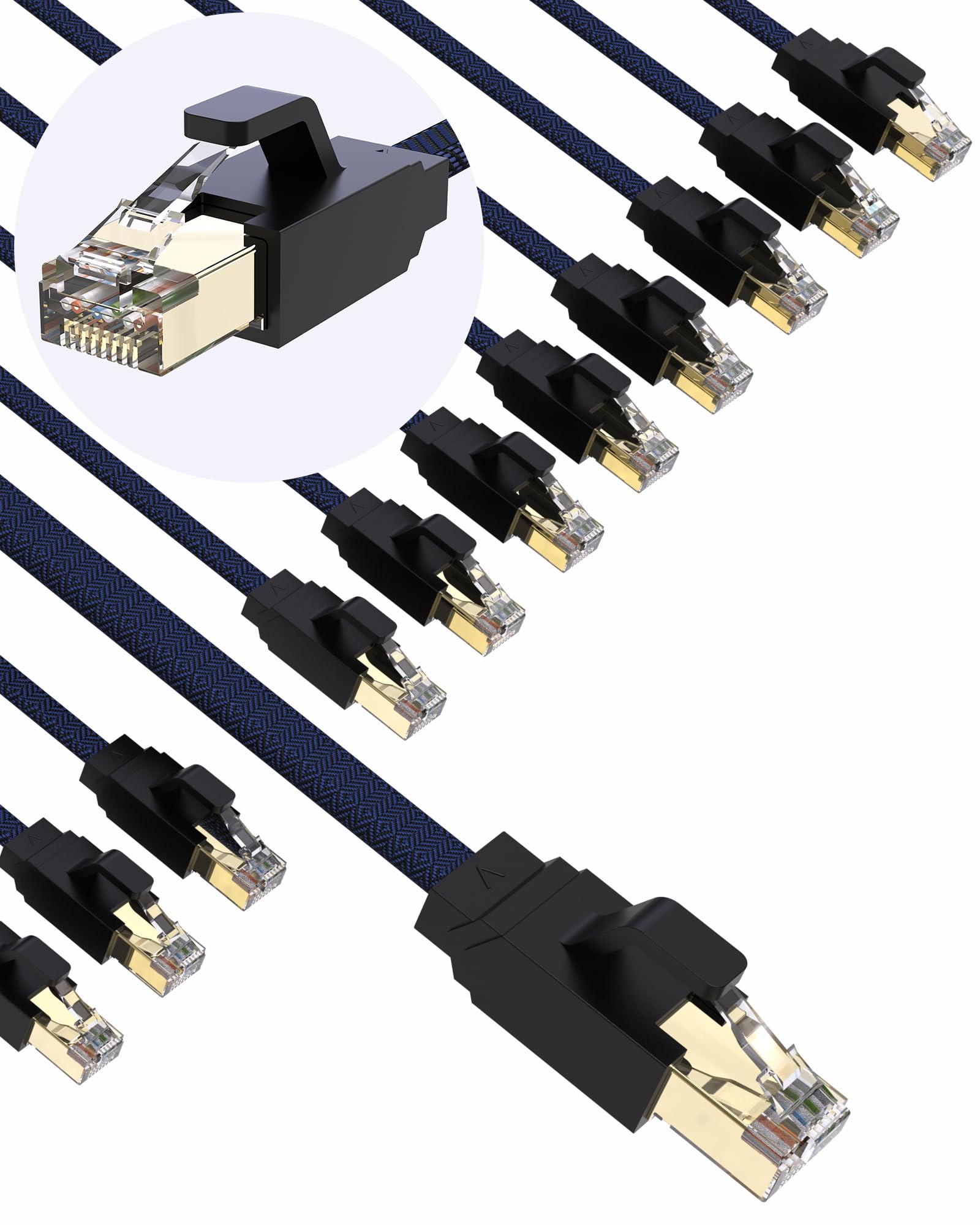 Snapklik.com : VANDESAIL 12pack Ethernet Cable Cat8, Poe Flat Ethernet ...
