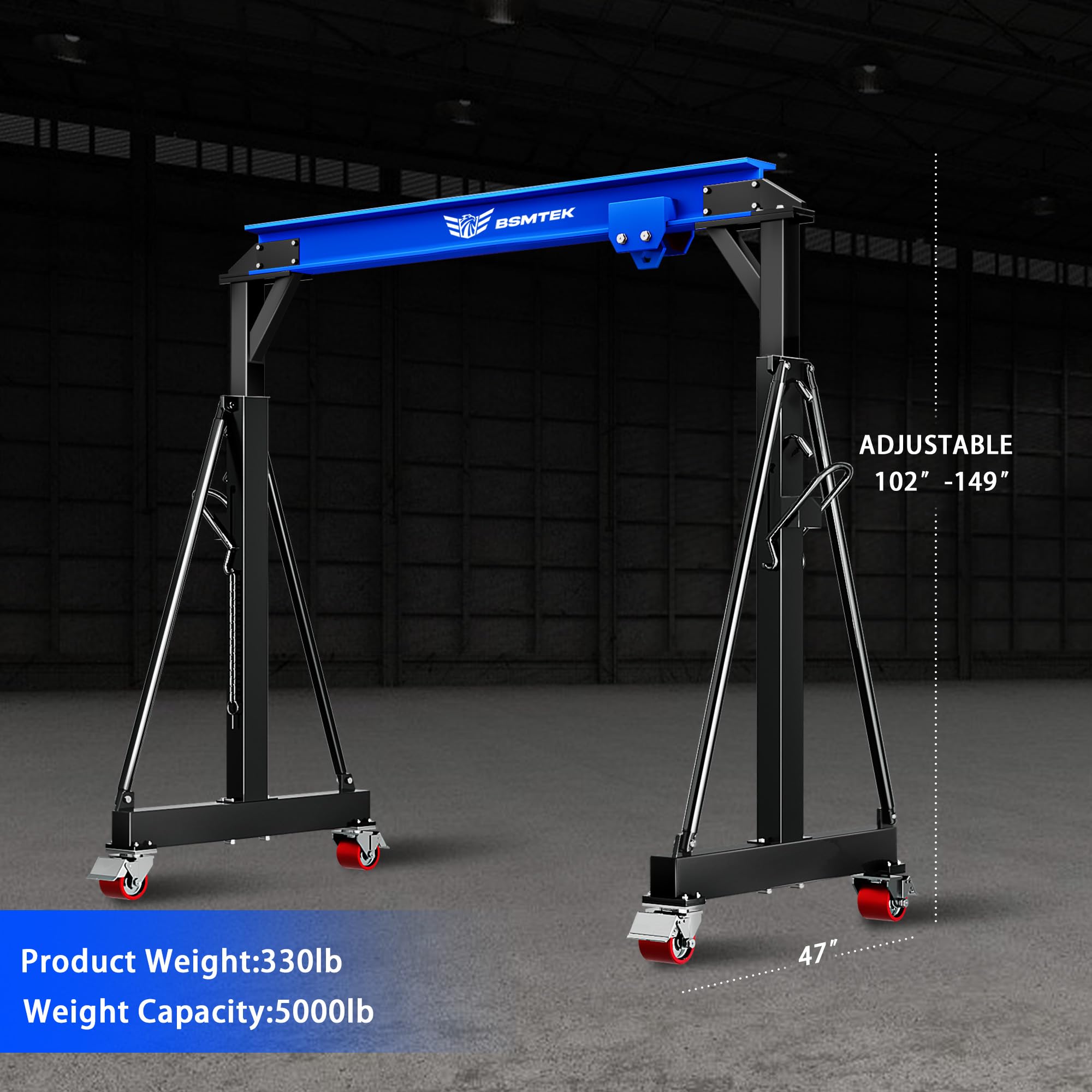 Hu Lift 4000 Lbs Adjustable Steel Gantry Crane Portable Shop Lift Hoist ...