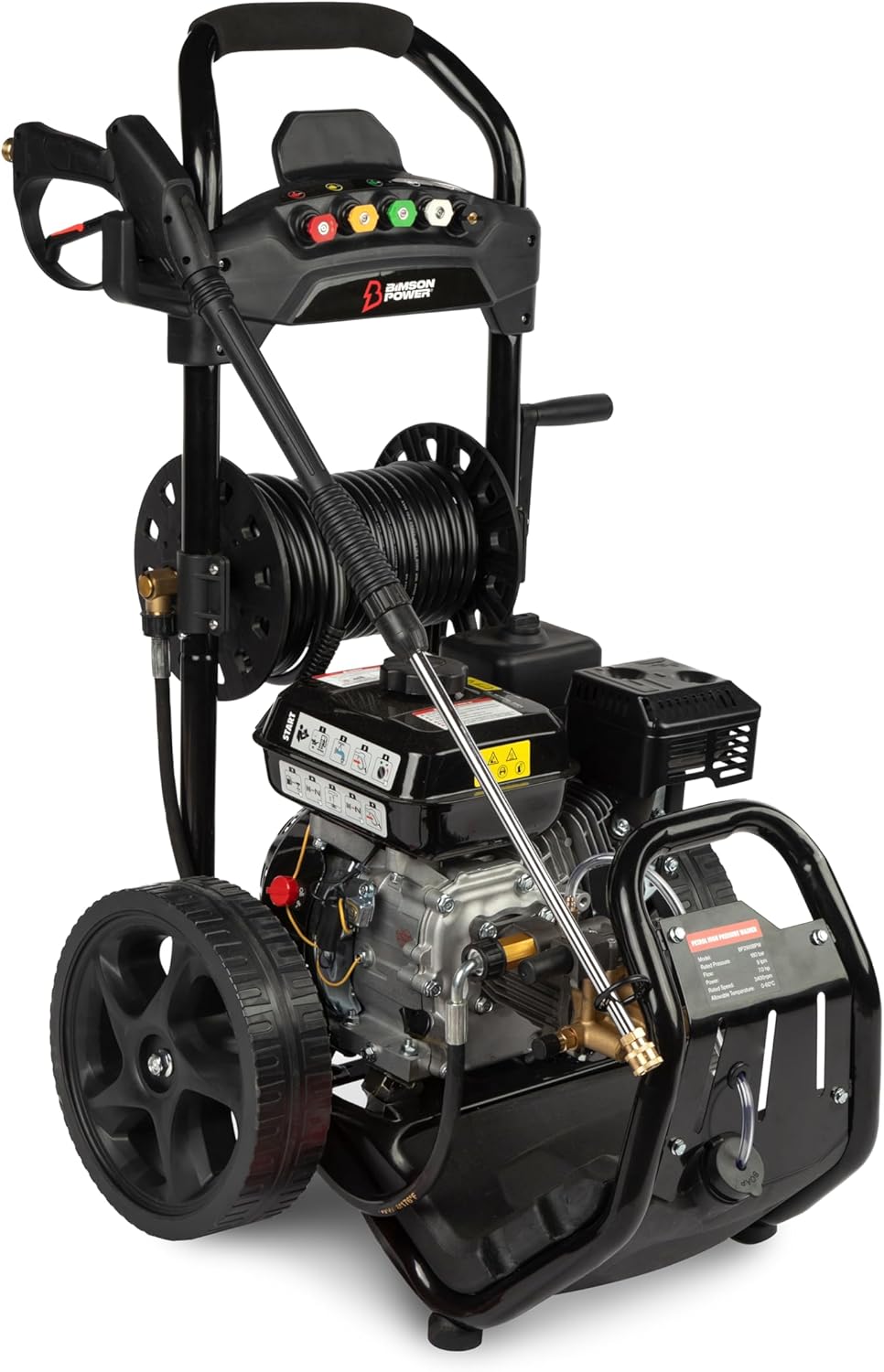 Bimson Power Petrol Pressure Washer UK Jet Wash 2900 PSI / 180 Bar, 30 meter Hose, Power Washer ...