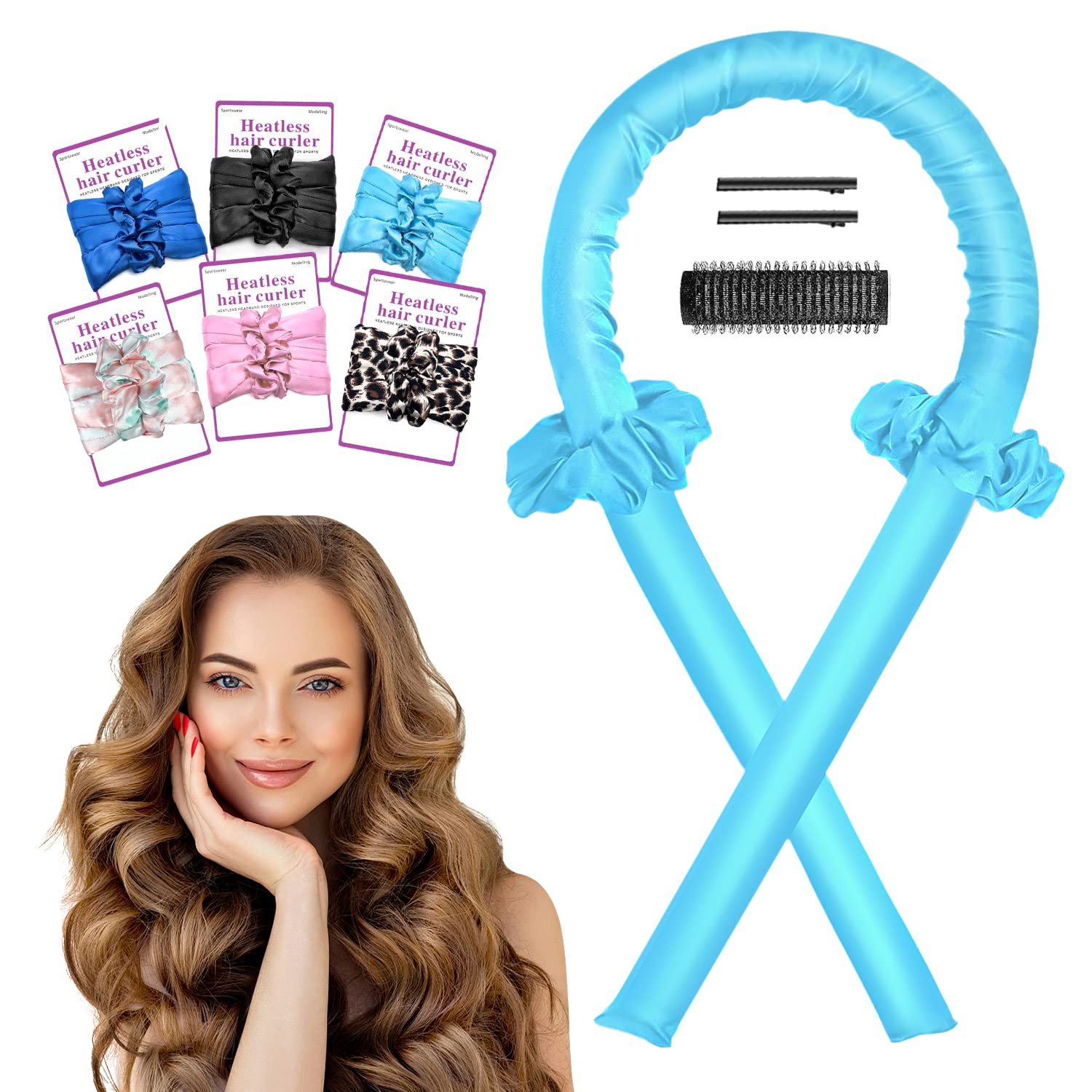 Amazon.com : Heatless Overnight Curling Rod Headband with Hair Clips ...
