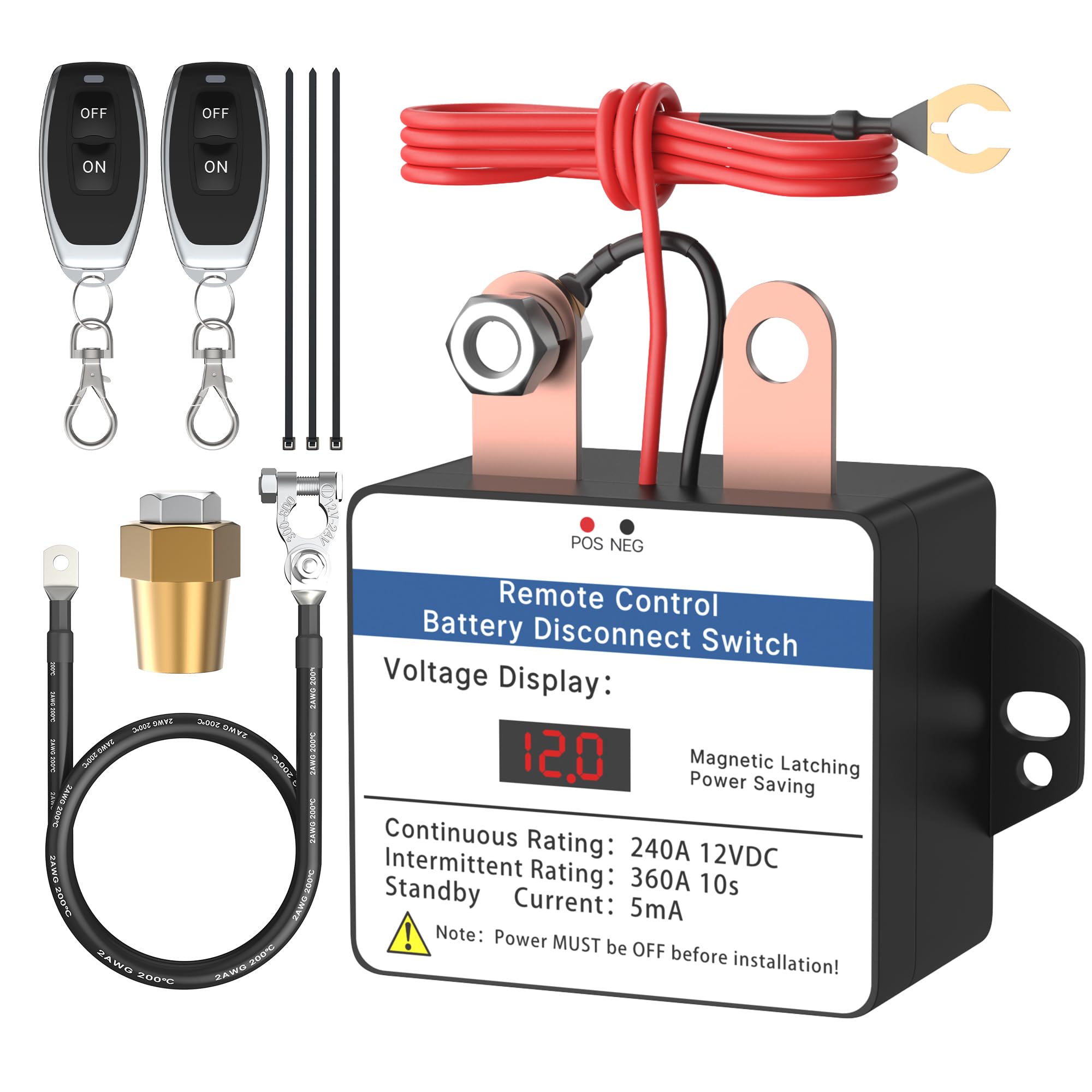 Snapklik.com : Joinfworld 240A 12VDC Kill Switch For Car Remote Battery ...