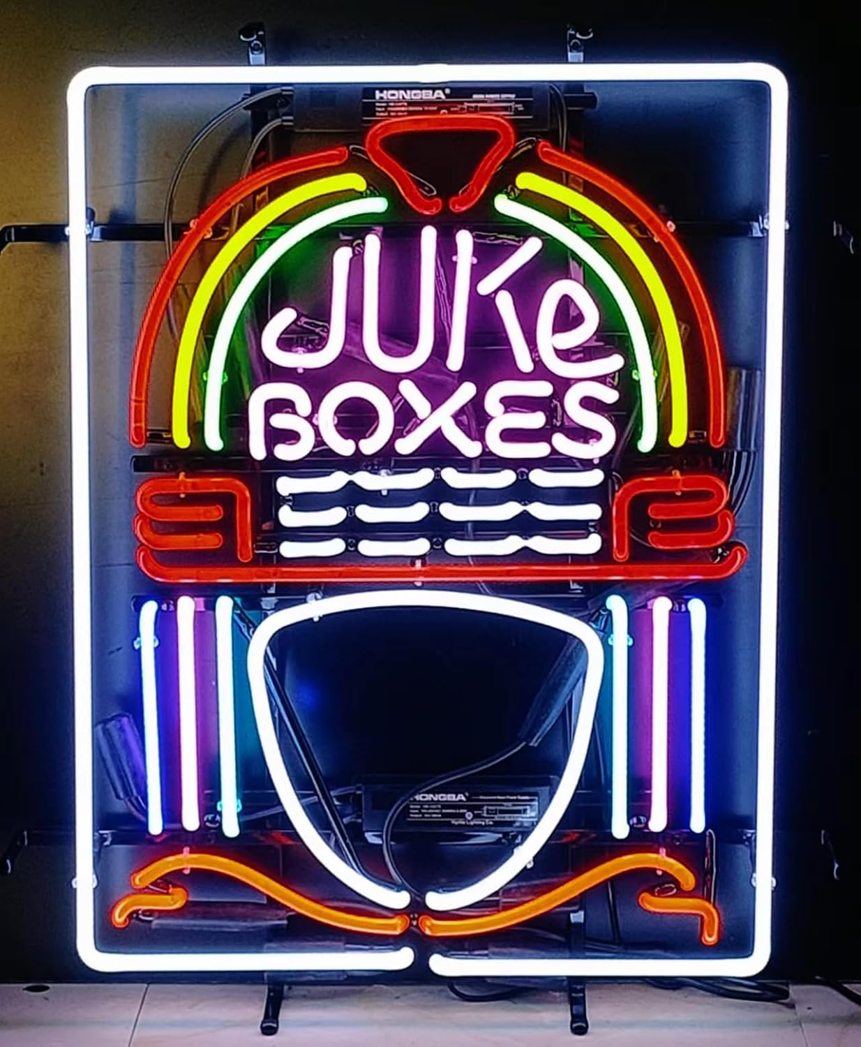 Amazon.com : Neon Signs for Wall Decor White Border Juke Boxes Sign ...