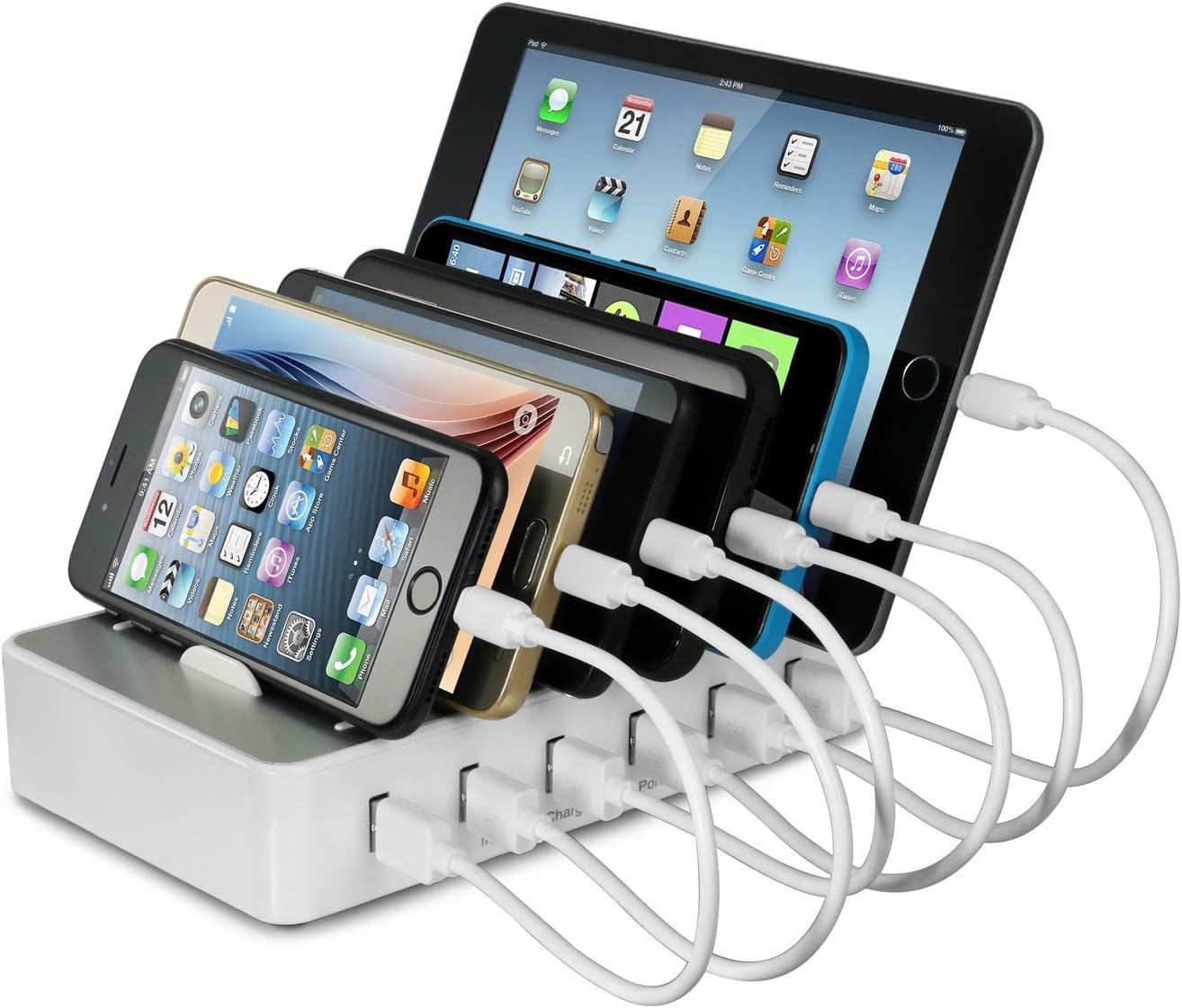 Alxum USB Ladestation für Multi-Geräte 96W, 10 Port Ladestation Mehrere ...