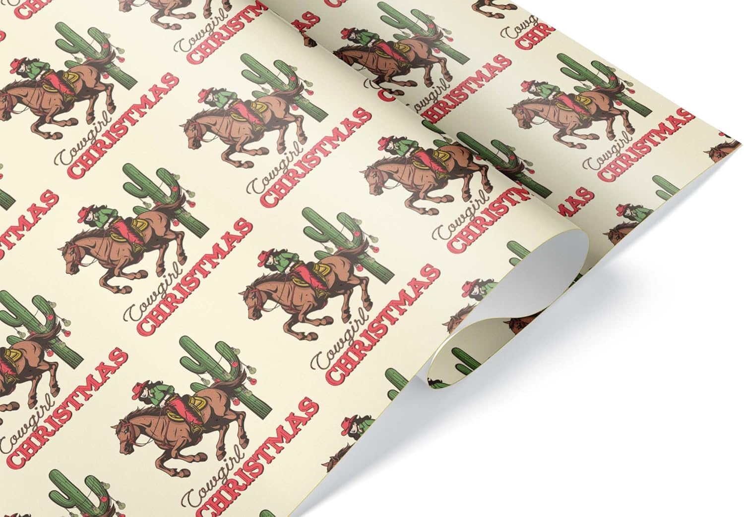 Amazon.com: Vintage Cowgirl Christmas Thick Wrapping Paper, Rodeo Ranch ...