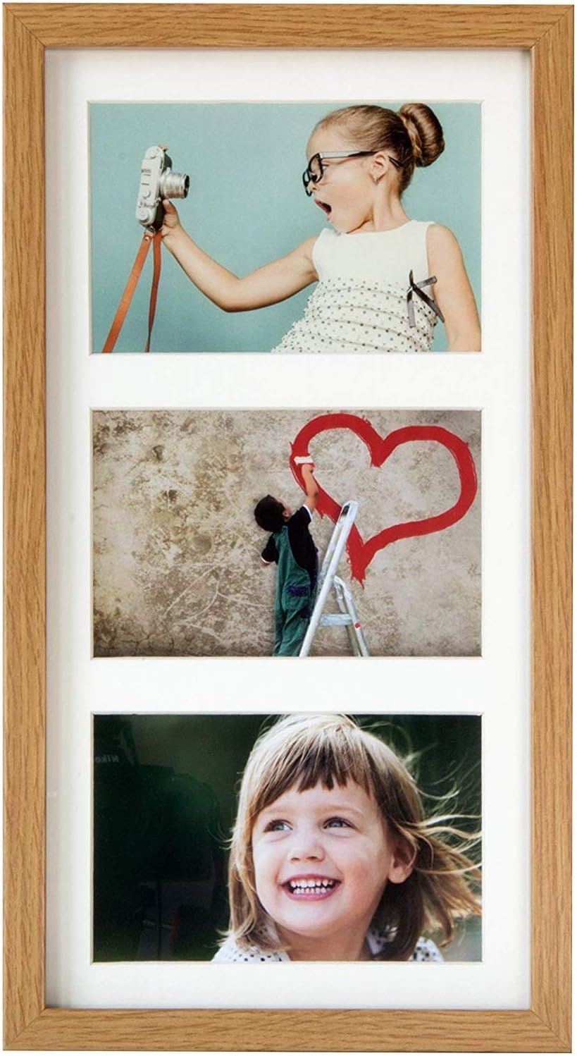 Amazon.com: BD ART 7x14-Inch - 3 Openings Oak Collage Picture Frame ...