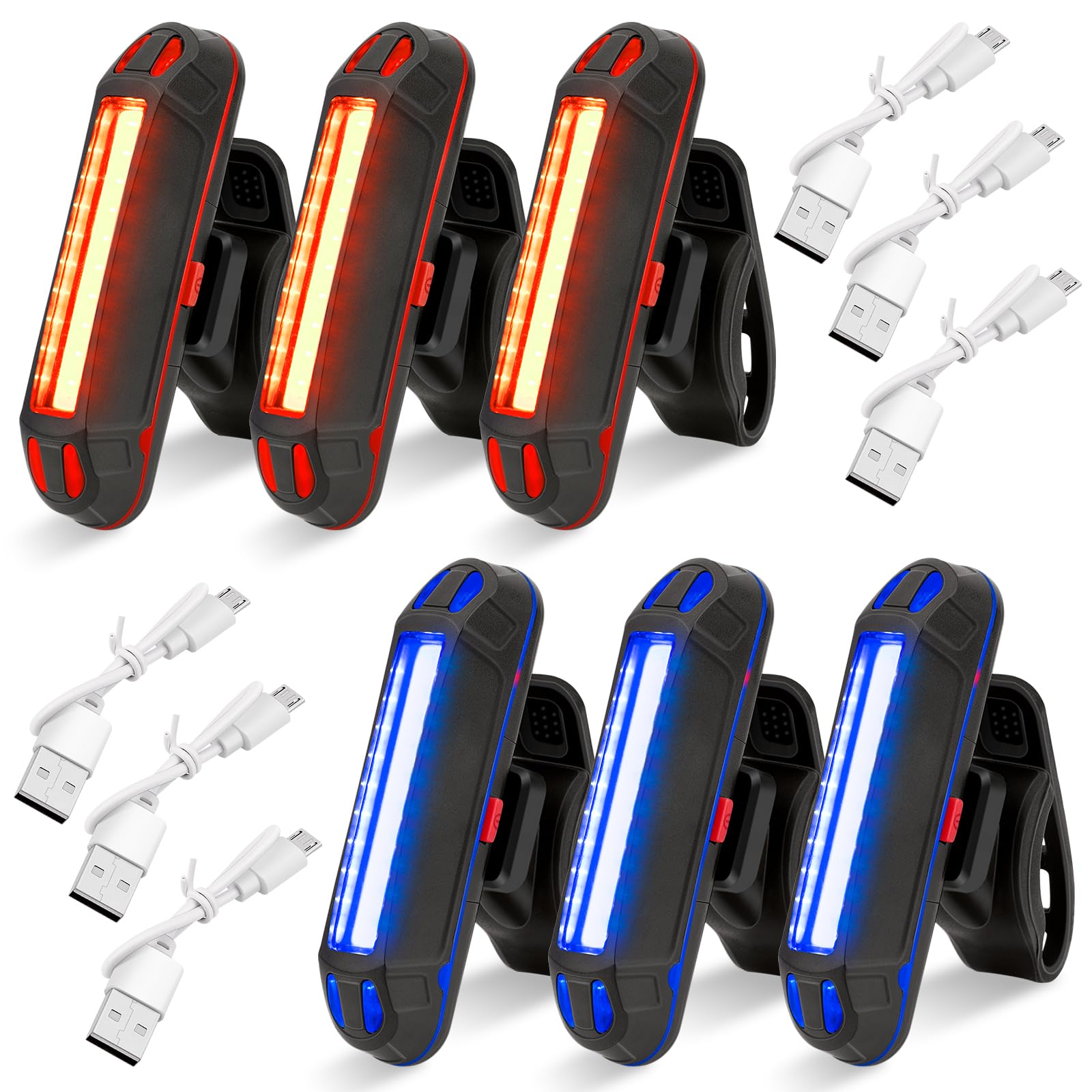 Amazon.com : 6 Pack Bike Rear Tail Light,USB Rechargeable LED Bike Tail ...