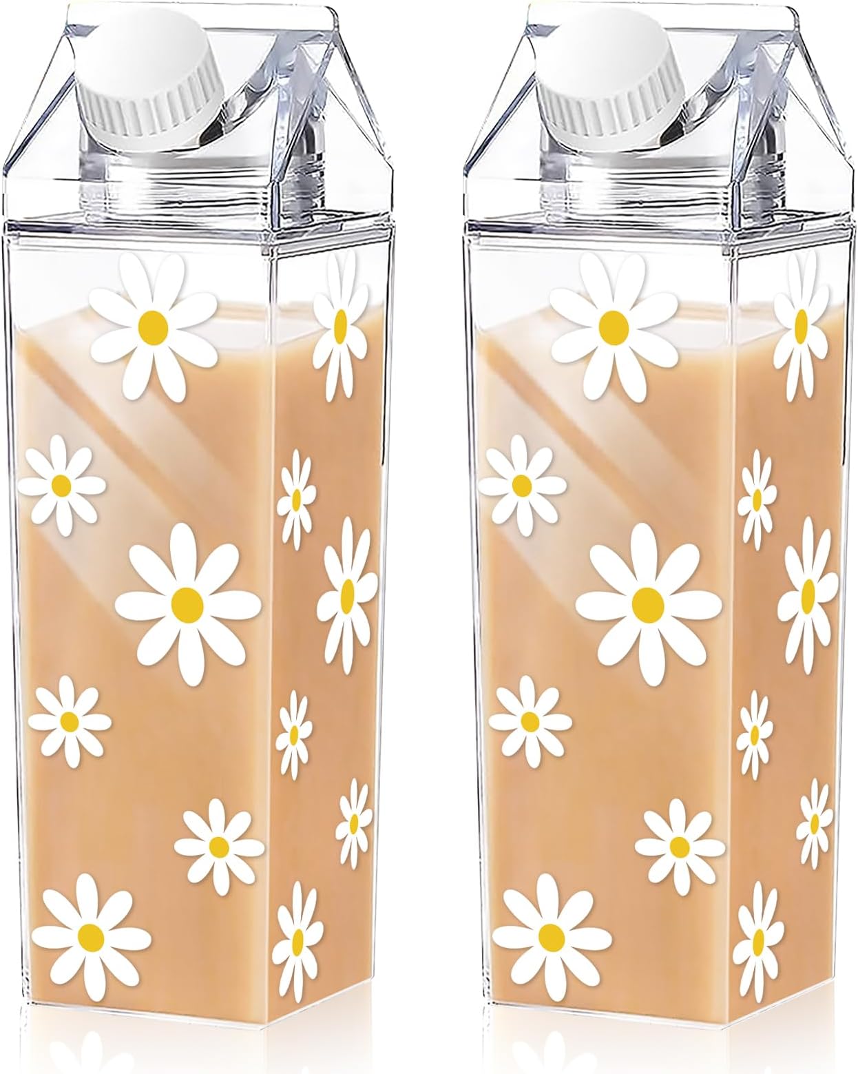 Amazon.com: FveBzem Milk Carton Water Bottle 17oz (500mL) Plastic Clear ...