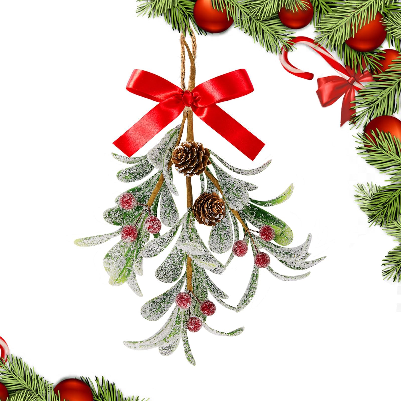 Amazon.com: Teircno Mistletoe Christmas Decor, Artificial Mistletoe ...
