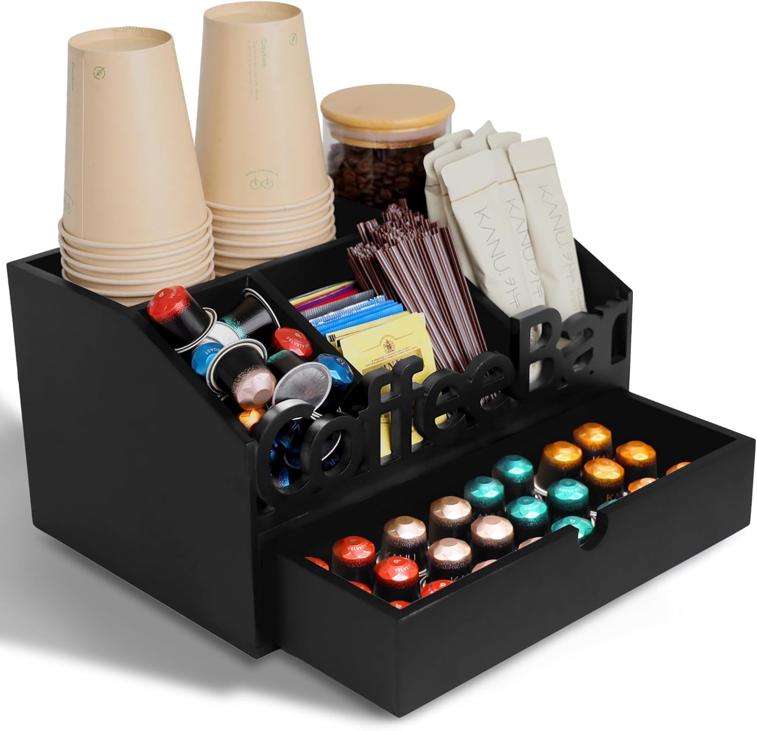 Amazon.com: ADDFIT HOUSE Coffee Bar Organizer for Countertop – Wooden ...