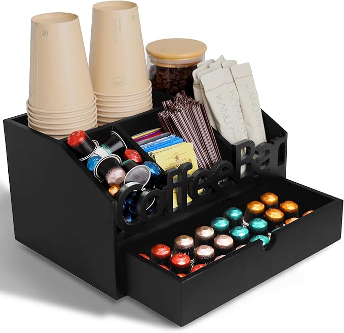 Amazon.com: ADDFIT HOUSE Coffee Bar Organizer for Countertop – Wooden ...
