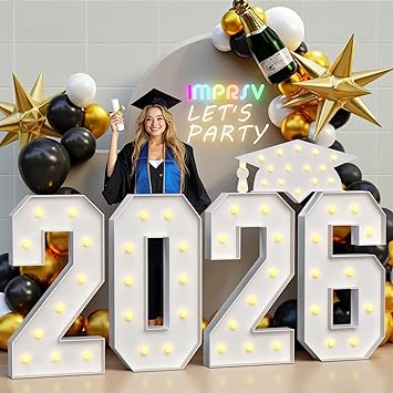 Amazon.com: Graduation Decorations Class of 2026, 4FT Marquee Numbers ...