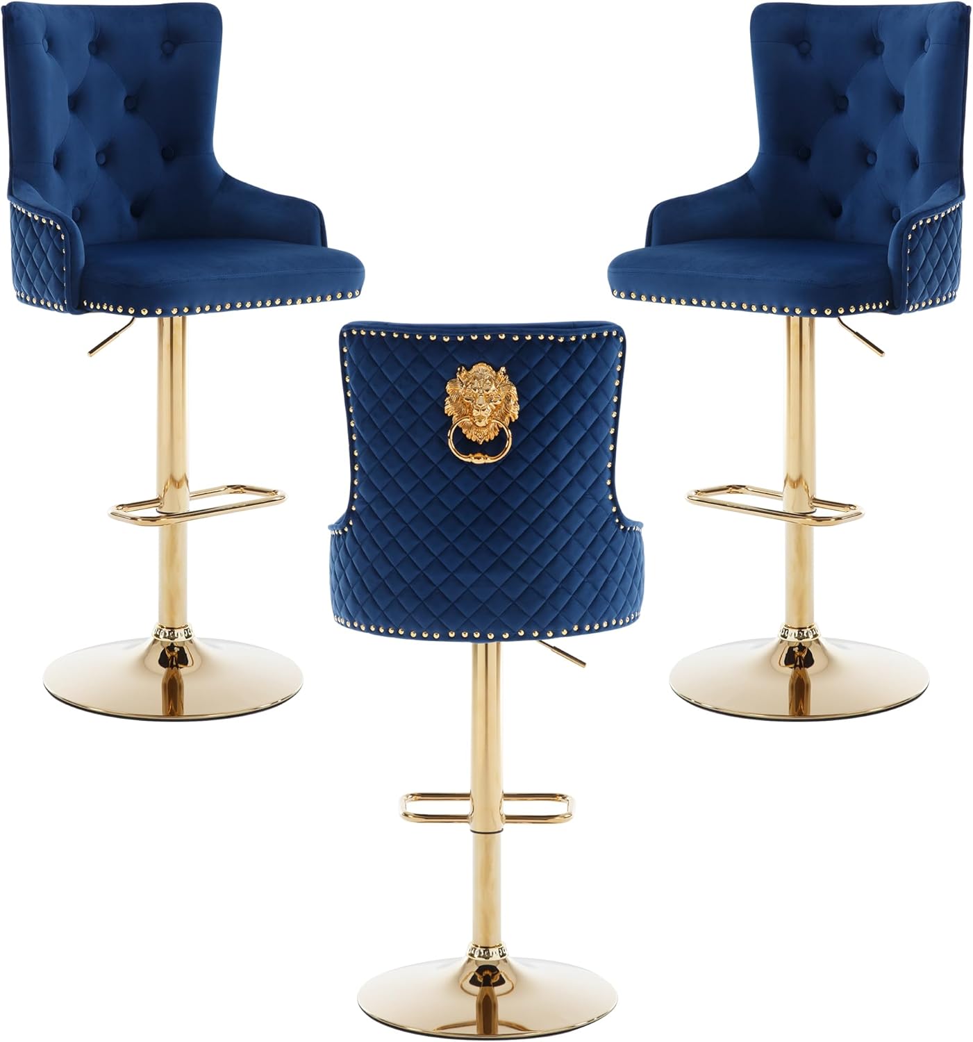 Amazon.com: ABET Bar Stools Set of 3, Golden Base Counter Height Stools ...