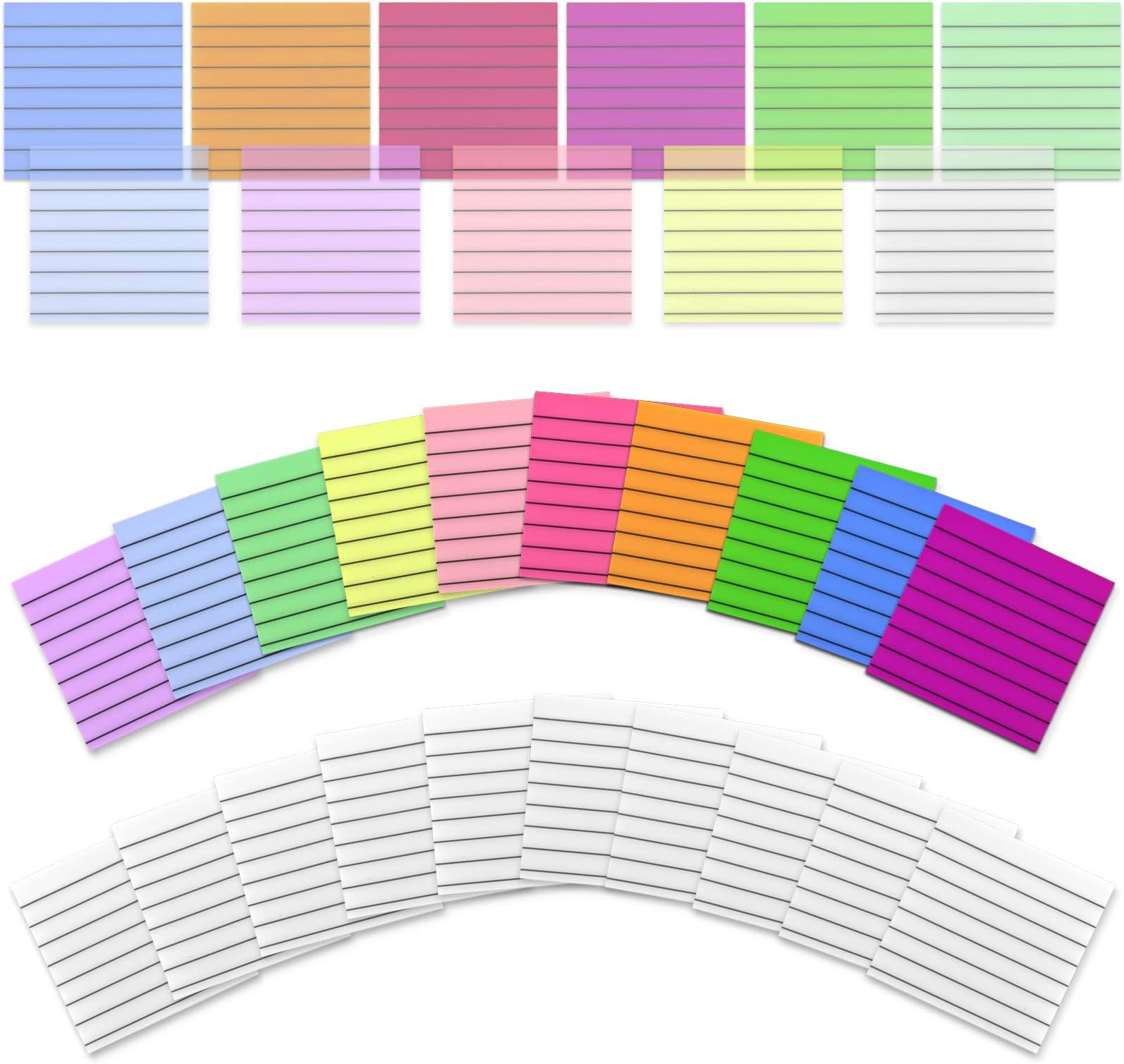 Amazon.com : EOOUT 18 Pack Lined Sticky Notes Transparent, 11 Bright ...