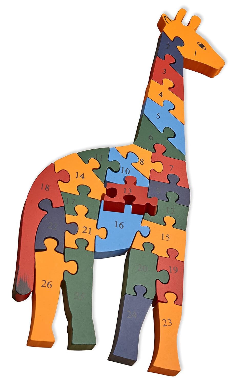 woodykraft wooden shaped coloured giraffe puzzle with 26 alphabets(a-z ...