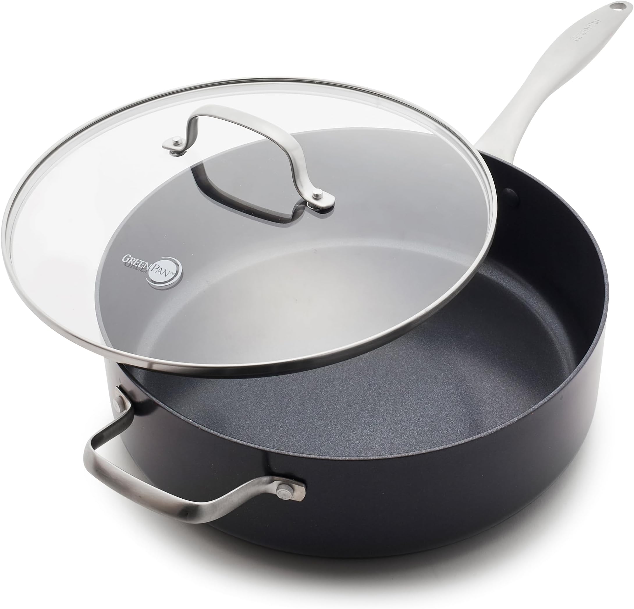 Amazon.com: GreenPan Black Pro Infinite8 Ceramic Nonstick 6.5QT Sauté ...
