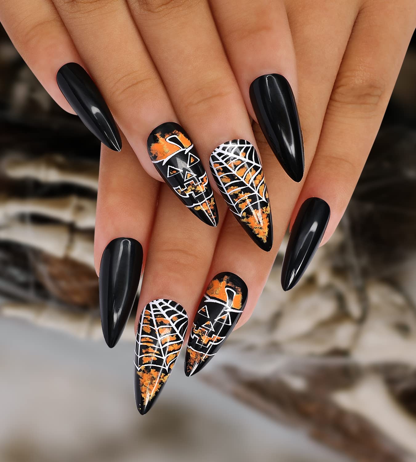 Black And Gold Pointy Nail Designs