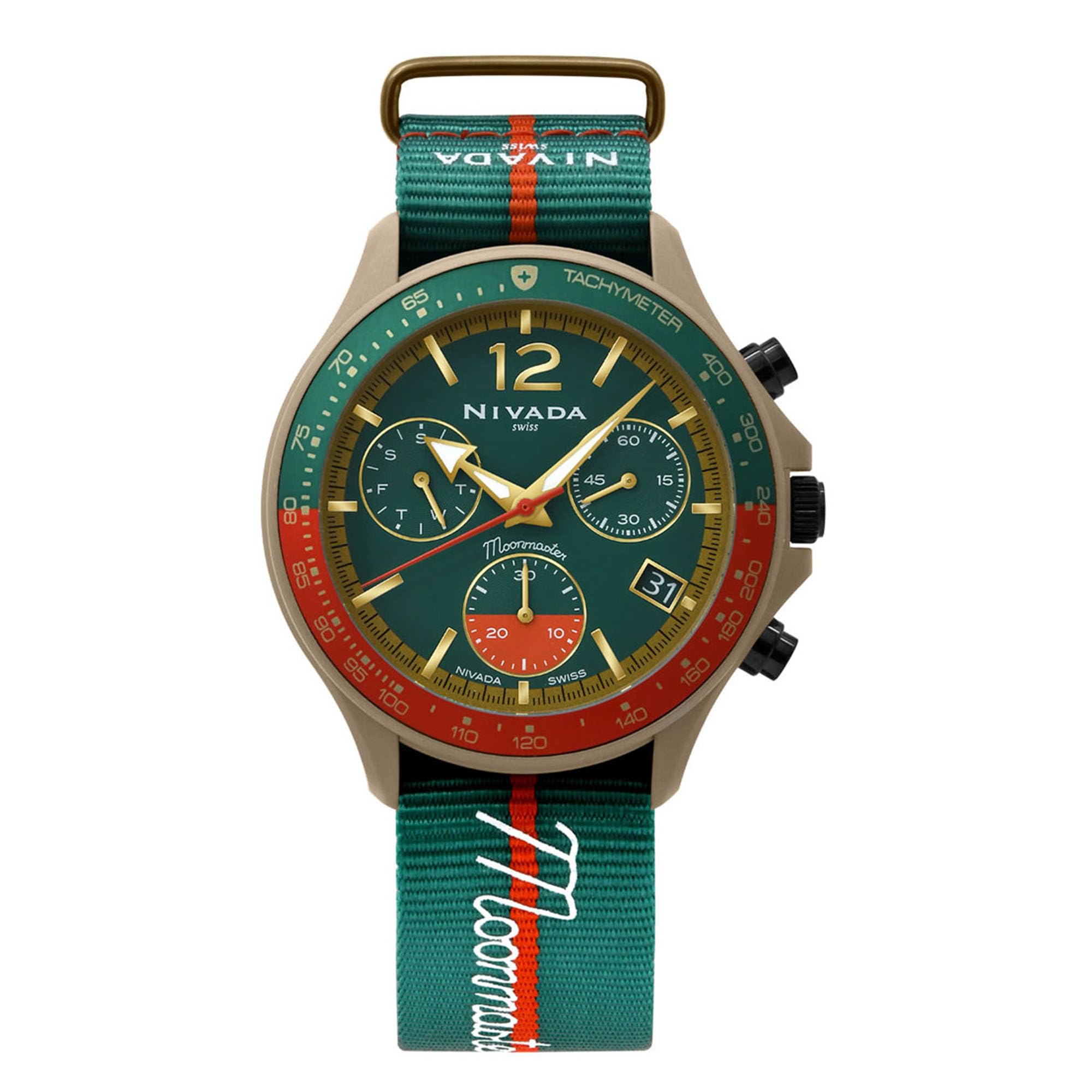 Nivada Moonmaster Nanocerámica Carátula Color Verde Bisel Verde con ...