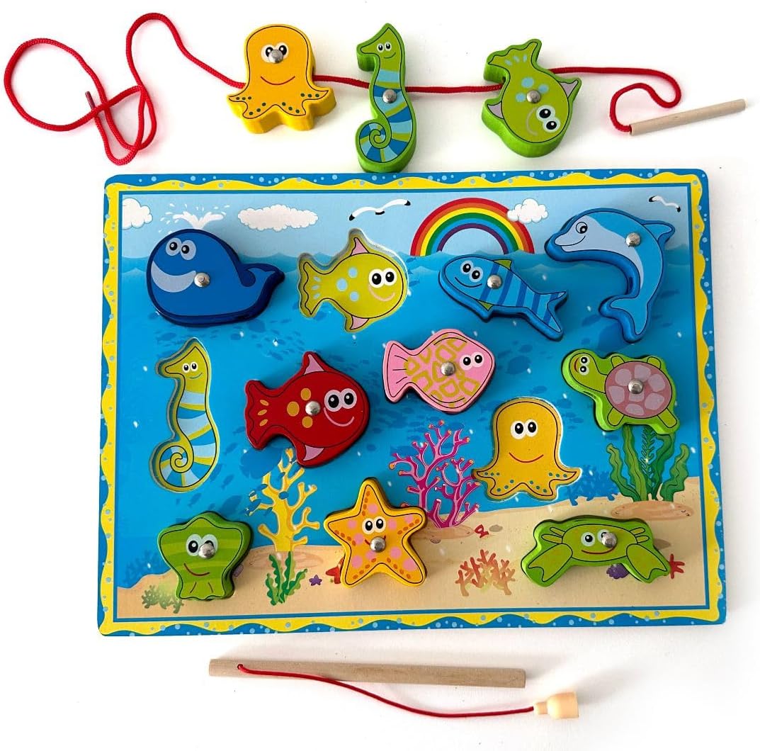 Amazon.com: Magnetic Fishing Sorter,Educational Wooden Toy for toddlers ...