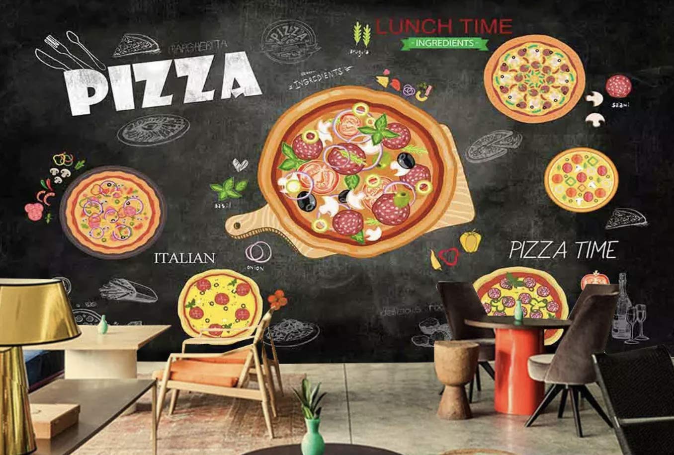 Amazon.com: Murwall 3D Pizza Wallpaper Italiano Pizza Wall Print Art ...