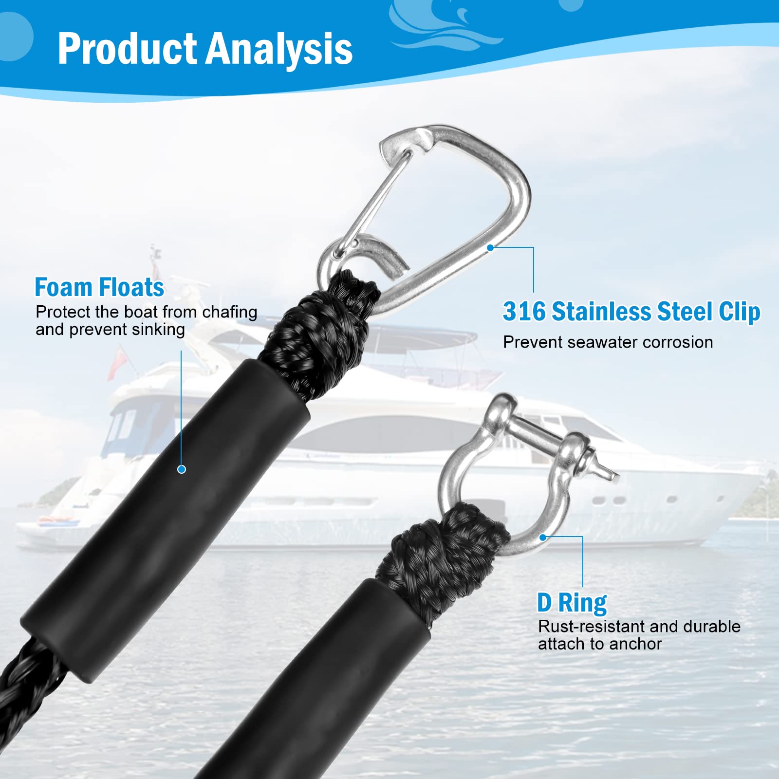 Snapklik.com : Boat Anchor Bungee Dock Line Bungee Cord For Boat ...