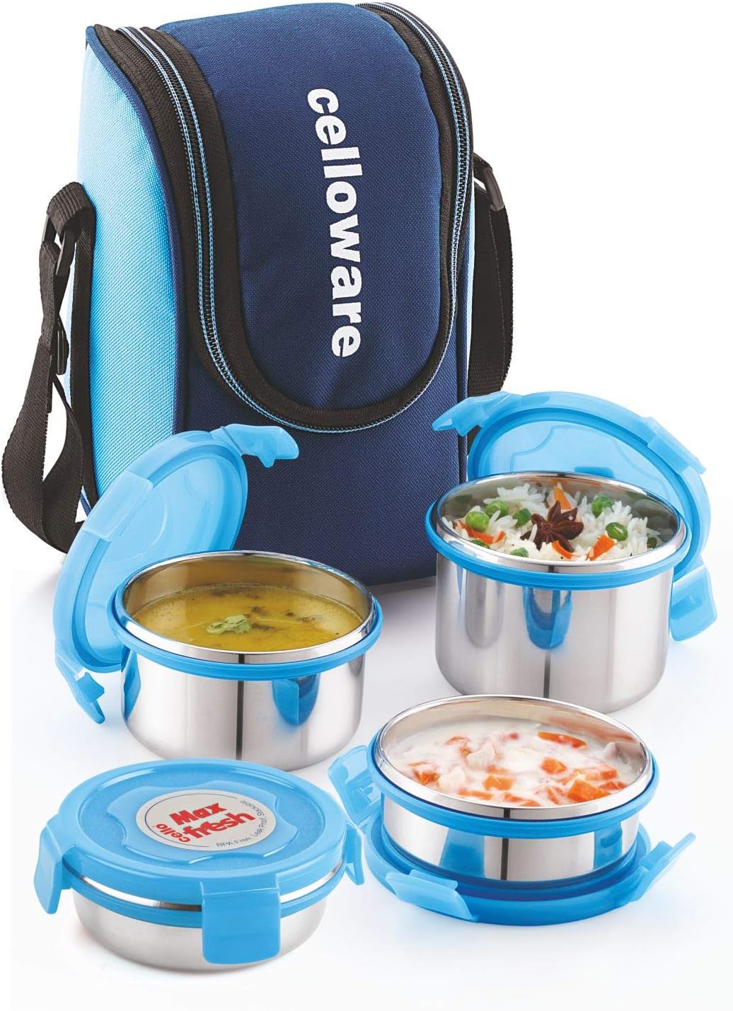 Amazon.com: CELLO Max Fresh Prime Lunch Box with Stainless Steel Inner ...