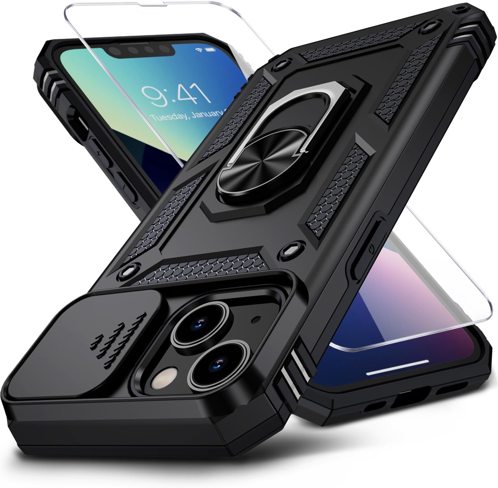Amazon.com: HNHYGETE for iPhone 13 Case with Screen Protector, Rugged ...
