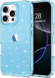 Amazon.com: Hython for iPhone 16 Pro Max Case Glitter, Clear Glitter Sparkly Shiny Bling Sparkle ...