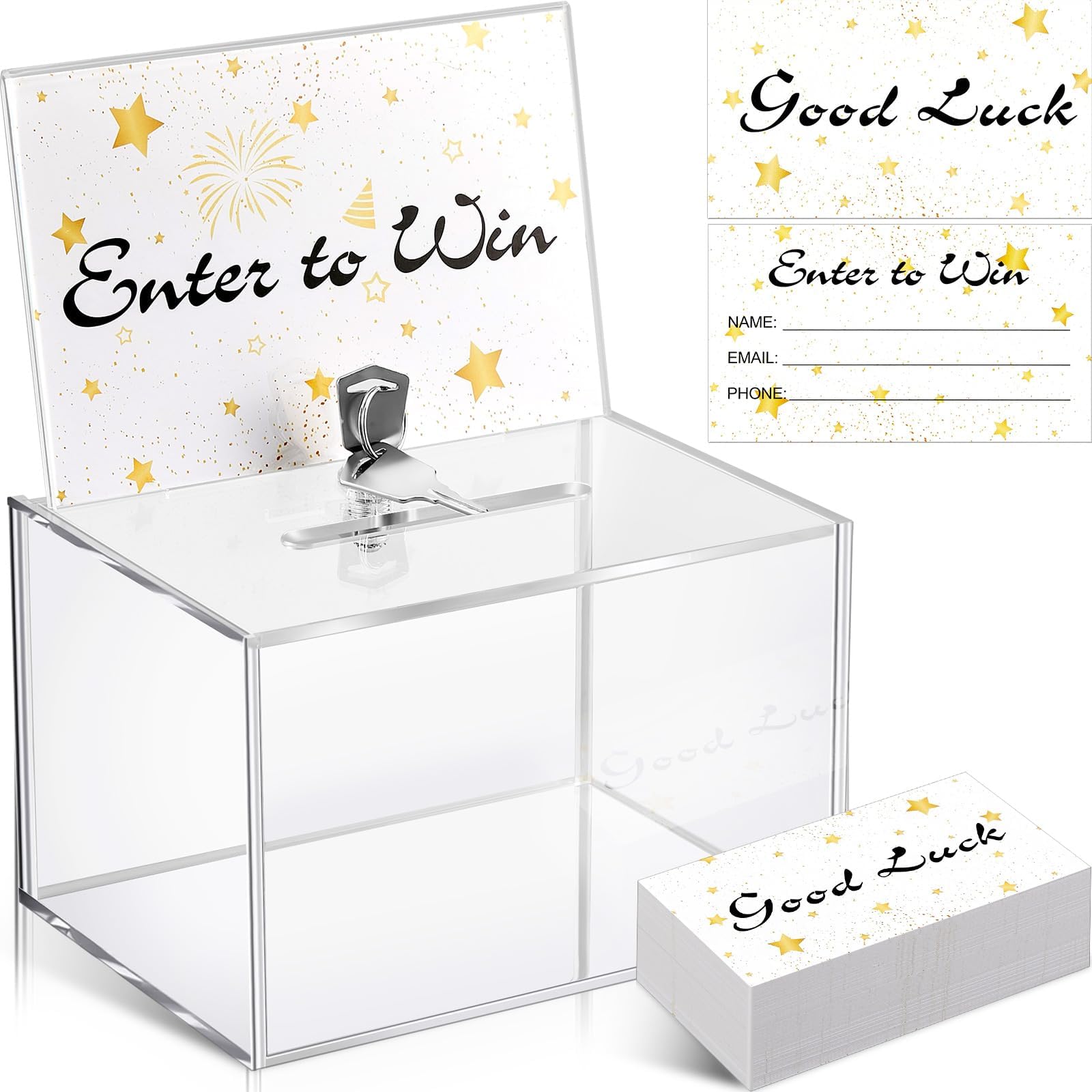 Amazon.com : Beeveer 1 Pcs Acrylic Raffle Box with Lock 200 Pcs Raffle ...