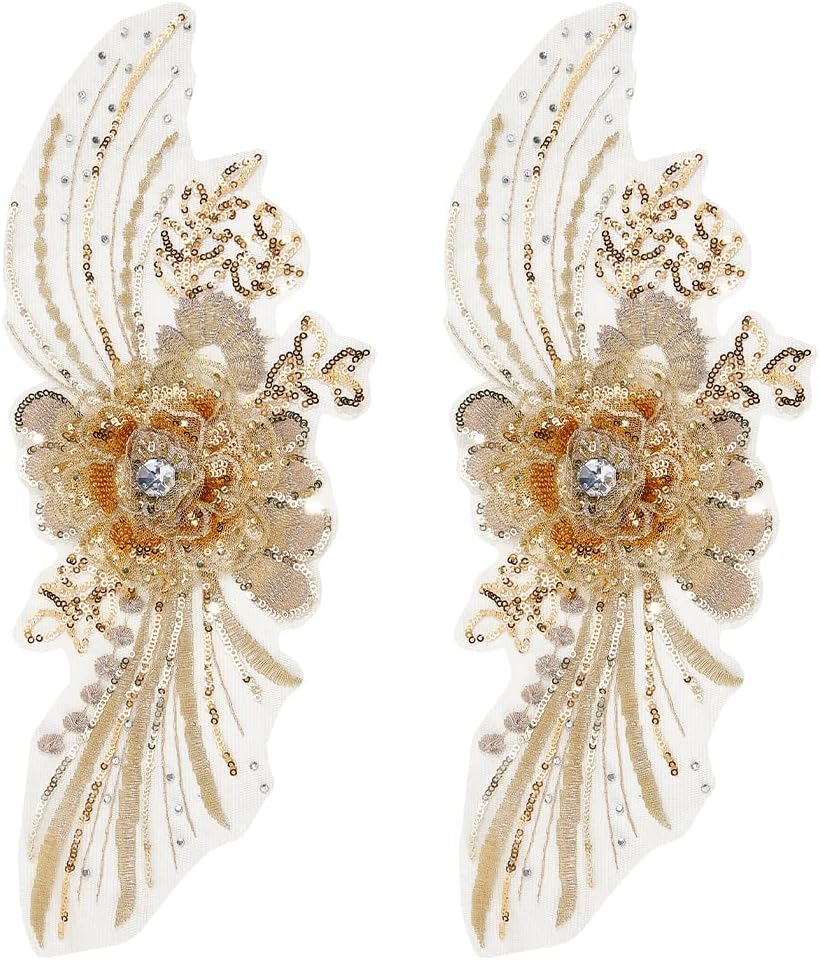 Amazon.com: NBEADS 2 Pcs 3D Flower Lace Embroidery, Floral Embroidered ...