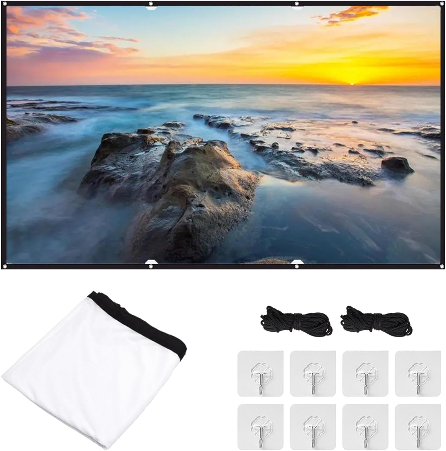 100 inch Projection Screens, Foldable 16:9 HD Projector Screen, Outdoor ...