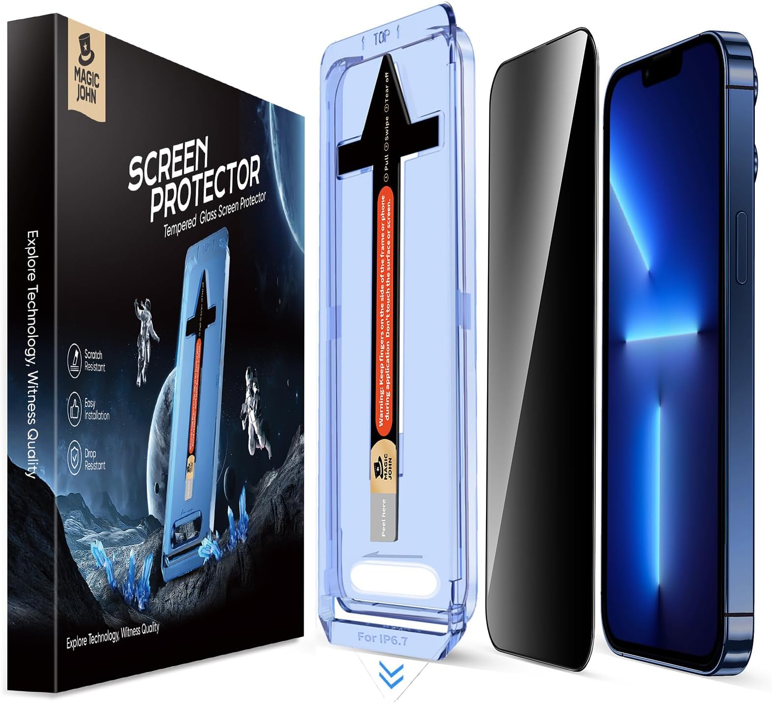 MAGIC JOHN 2 Pack for iPhone 13 Pro Max/iPhone 14 Plus 6.7 inch Privacy ...