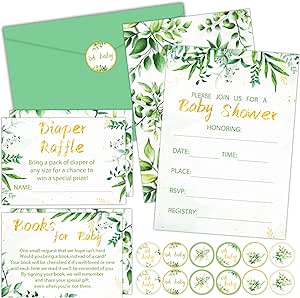 Amazon.com: 25 invitaciones de baby shower de color dorado con sobres ...