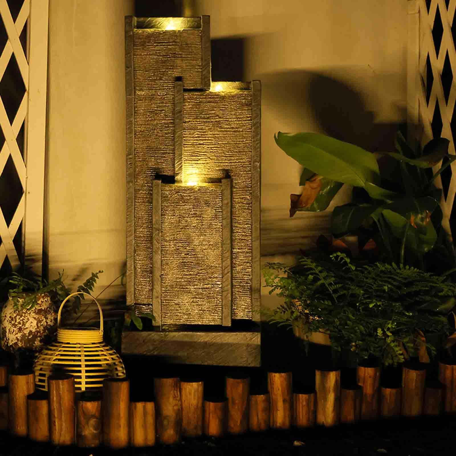 Amazon.com: Warm Garden Illuminated Stone Cascade Waterfall Fountain ...