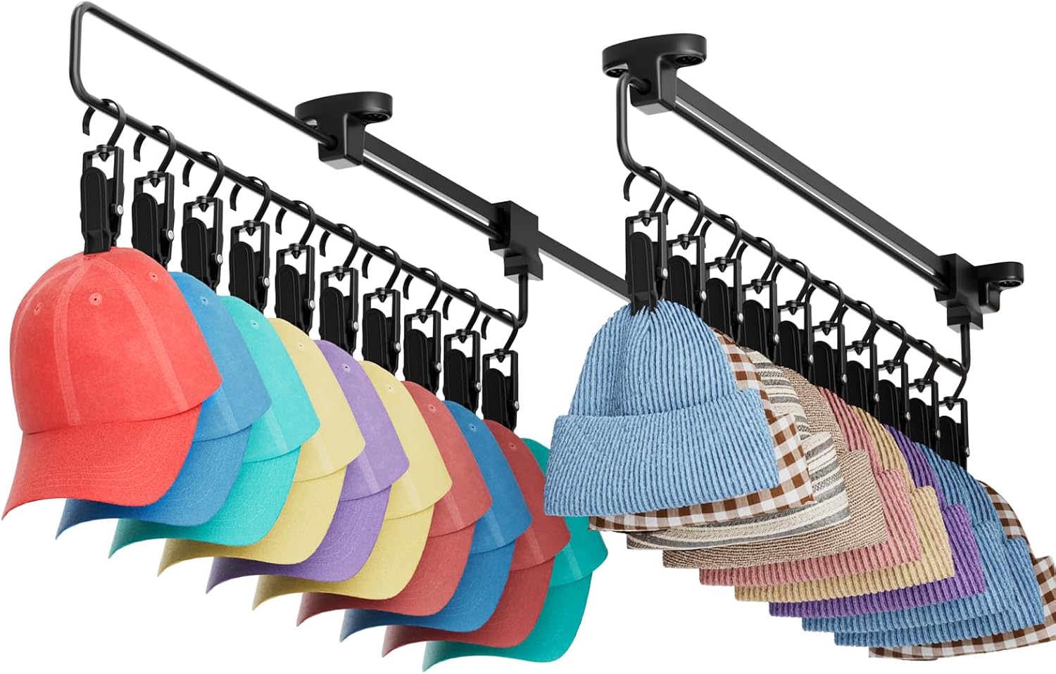 Amazon.com: Fairpeak Closet Hat Rack with 20 Clips, Sliding Hat ...