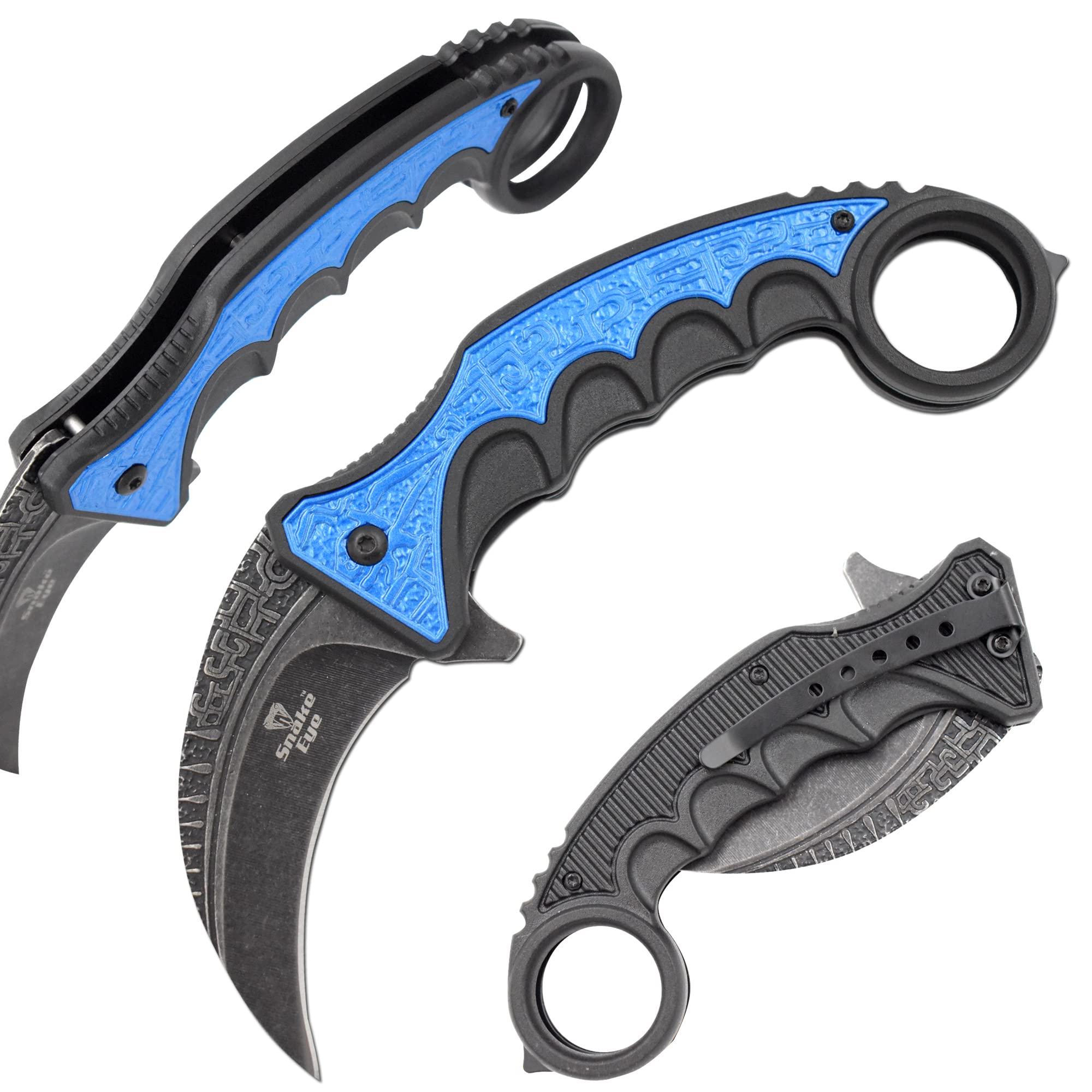 Amazon.com : Snake Eye Tactical Assisted Karambit Style EDC Folding ...