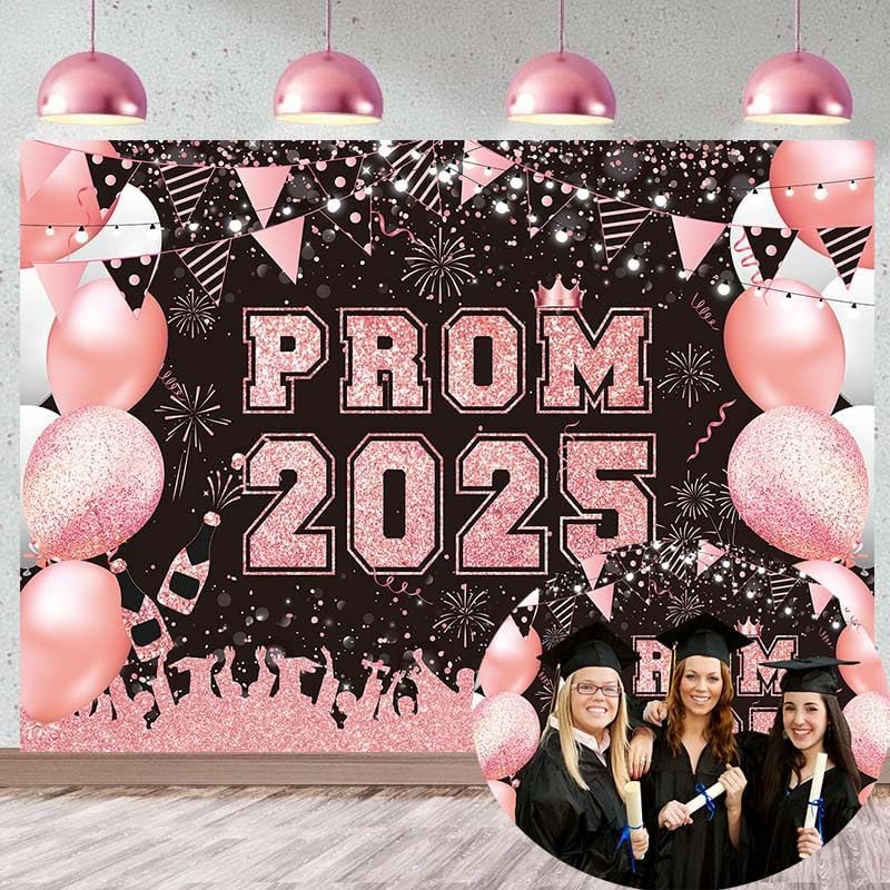 Amazon.com : Rose Gold Prom Backdrop 2025 Graduation Photography ...